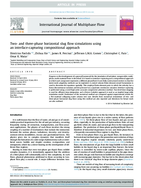 Pdf Two And Three Phase Horizontal Slug Flow Simulations Using An Interface Capturing