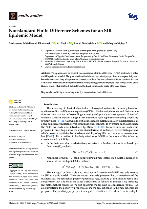 Pdf Nonstandard Finite Difference Schemes For An Sir Epidemic Model