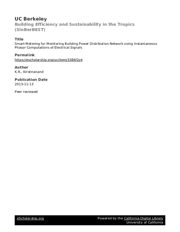 Pdf Smart Metering For Monitoring Building Power Distribution Network