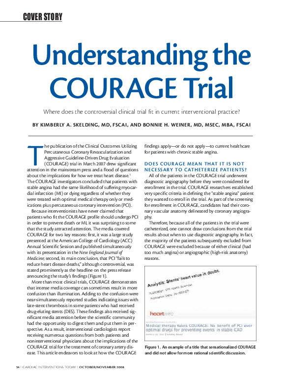 (PDF) Understanding the COURAGE Trial Where does the controversial ...
