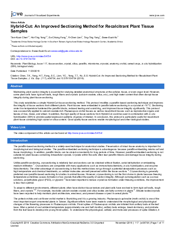 (PDF) Hybrid-Cut: An Improved Sectioning Method for Recalcitrant Plant ...