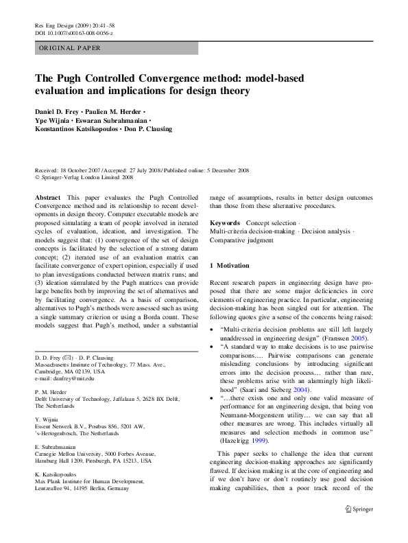 (PDF) The Pugh controlled convergence method: model-based evaluation ...