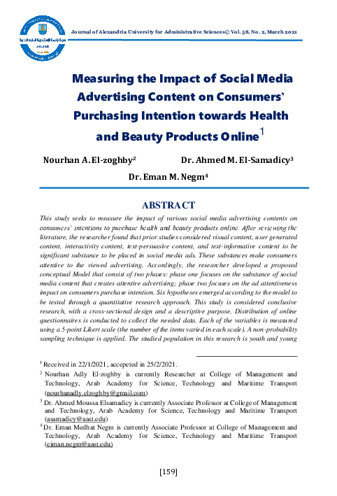(PDF) Measuring the Impact of Social Media Advertising Content on Consumers’ Purchasing ...