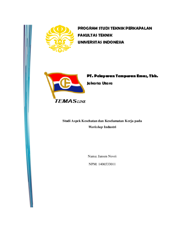(PDF) Studi Aspek Kesehatan dan Keselamatan Kerja pada Workshop Industri