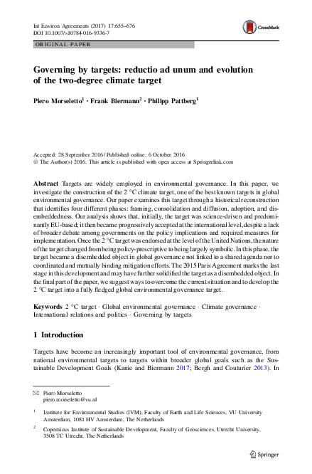 (PDF) Governing by targets: reductio ad unum and evolution of the two ...