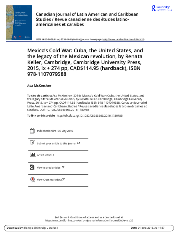 (PDF) Mexico's Cold War: Cuba, the United States, and the Legacy of the ...