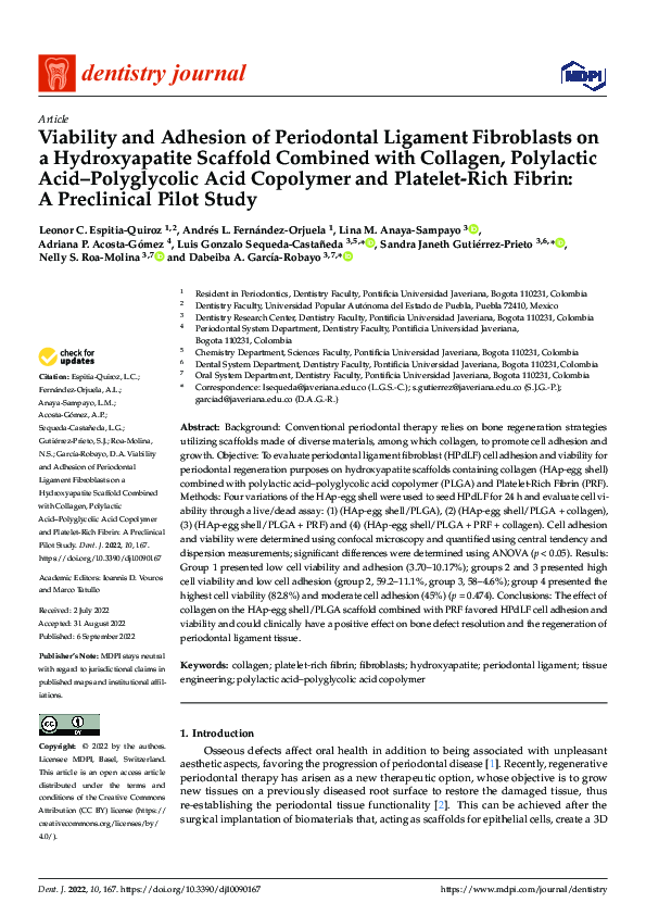 (PDF) Viability and Adhesion of Periodontal Ligament Fibroblasts on a ...