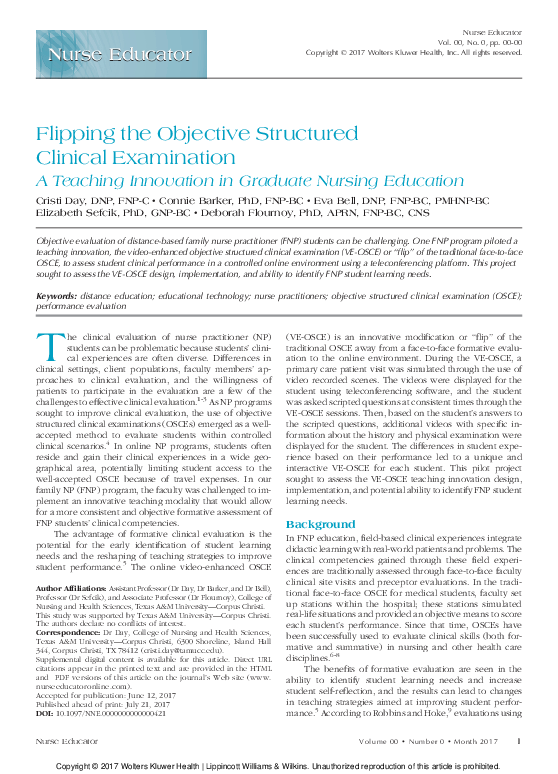 (PDF) Flipping the Objective Structured Clinical Examination | Connie ...