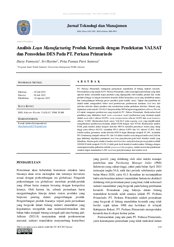 (PDF) Analisis Lean Manufacturing Produk Keramik dengan Pendekatan ...