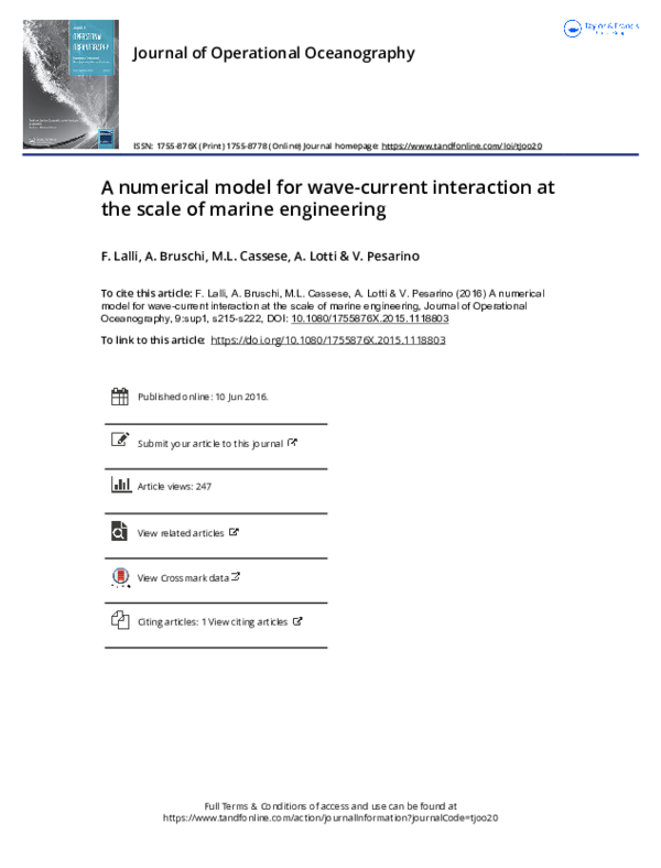 (PDF) A numerical model for wave-current interaction at the scale of marine engineering | V ...