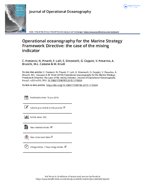 (PDF) Operational oceanography for the Marine Strategy Framework ...