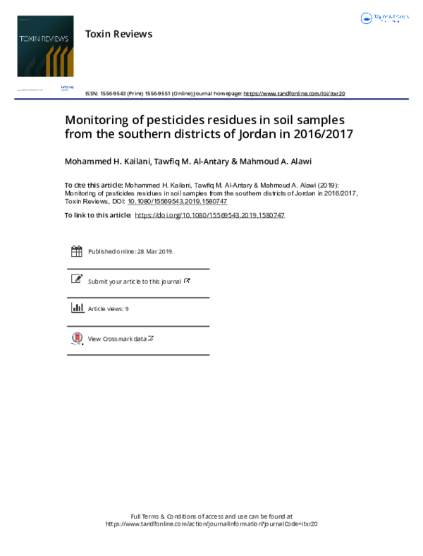 (PDF) Monitoring of pesticides residues in soil samples from the ...