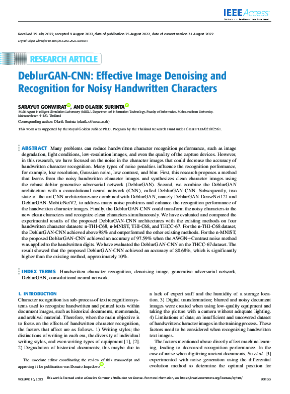 (PDF) DeblurGAN-CNN: Effective Image Denoising and Recognition for Noisy Handwritten Characters