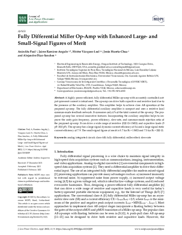 (PDF) Fully Differential Miller Op-Amp with Enhanced Large- and Small ...