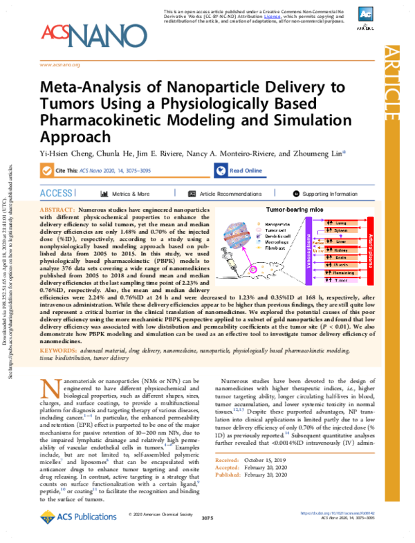 (PDF) Meta-Analysis of Nanoparticle Delivery to Tumors Using a Physiologically Based ...