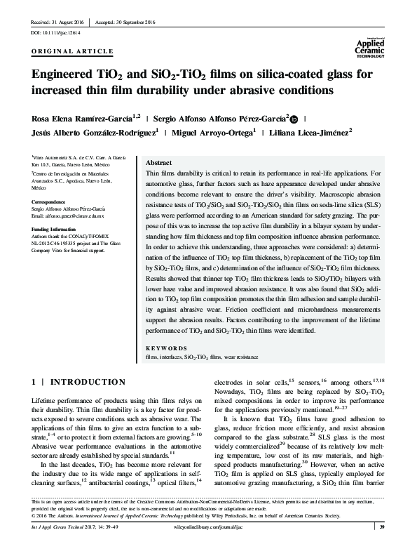 (PDF) Engineered TiO2and SiO2-TiO2films on silica-coated glass for ...