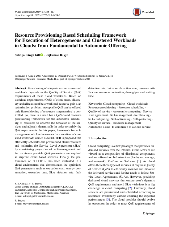 (PDF) Resource Provisioning Based Scheduling Framework for Execution of Heterogeneous and ...