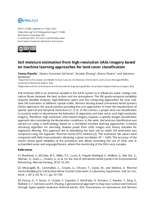 (PDF) Soil moisture estimation from high-resolution UASs imagery based on machine learning ...