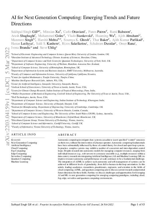 (PDF) AI for next generation computing: Emerging trends and future directions