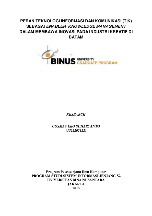 (PDF) Peran Teknologi Informasi Dan Komunikasi (Tik) Sebagai Enabler Knowledge Management Dalam ...