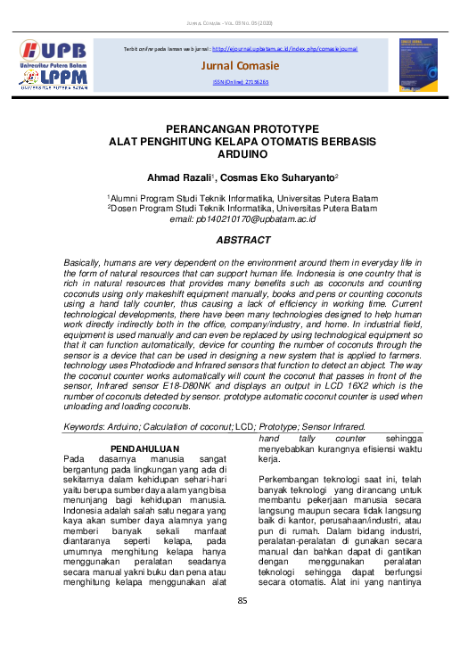 (PDF) Perancangan Prototype Alat Penghitung Kelapa Otomatis Berbasis Arduino