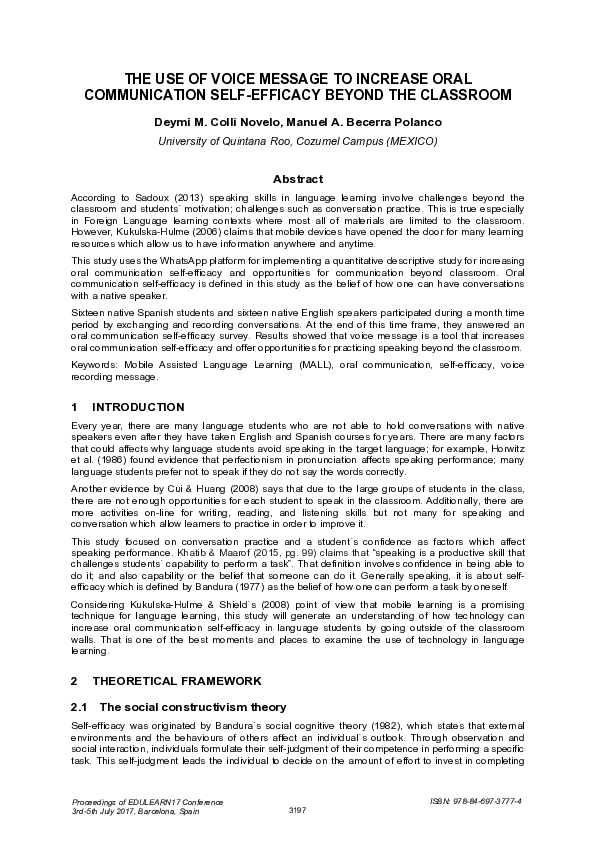 (PDF) The Use of Voice Message to Increase Oral Communication Self ...