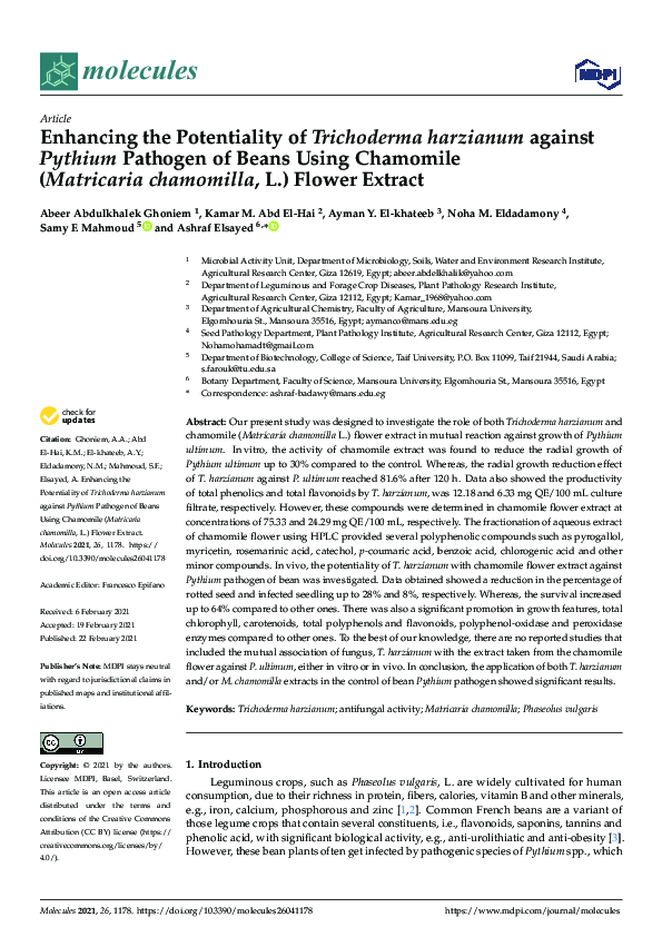 (PDF) Enhancing the Potentiality of Trichoderma harzianum against Pythium Pathogen of Beans ...