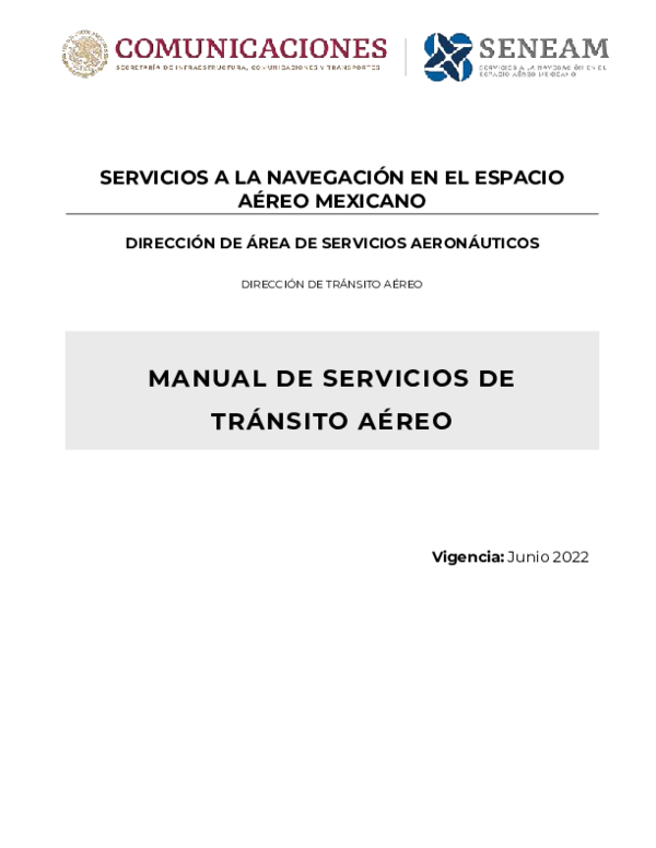 (PDF) Manual de Servicios de Tránsito Aéreo 2022 Edic.6