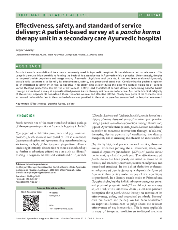 (PDF) Effectiveness, safety, and standard of service delivery: A ...