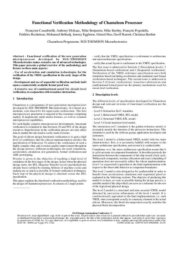 (PDF) Functional verification methodology of Chameleon processor