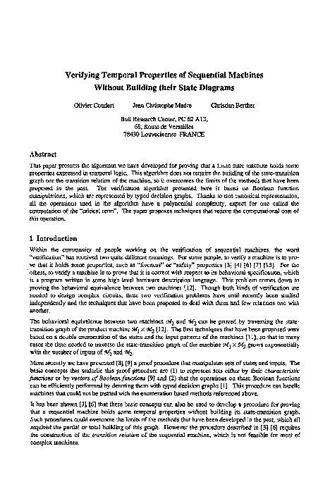 Pdf Verifying Temporal Properties Of Sequential Machines Without