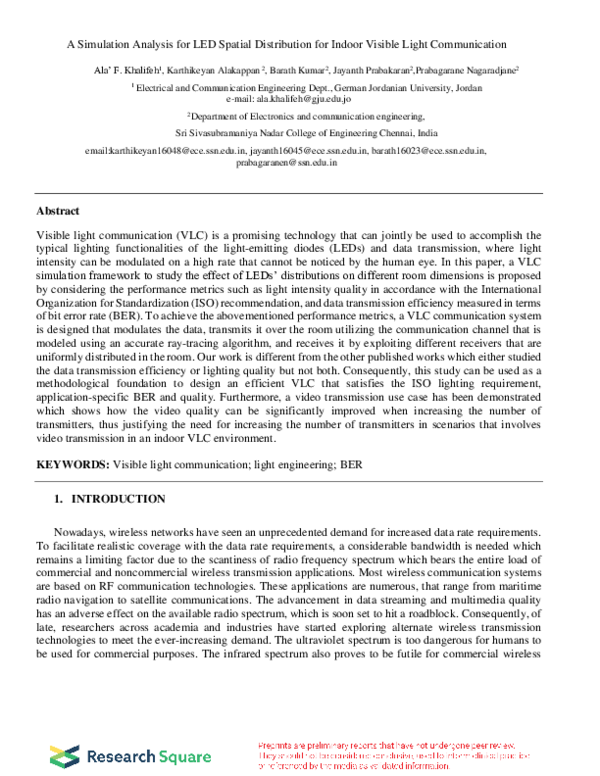 Pdf A Simulation Analysis For Led Spatial Distribution For Indoor
