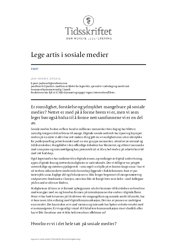 (PDF) Etiquette for doctors on social media | Jan-Henrik Opsahl ...