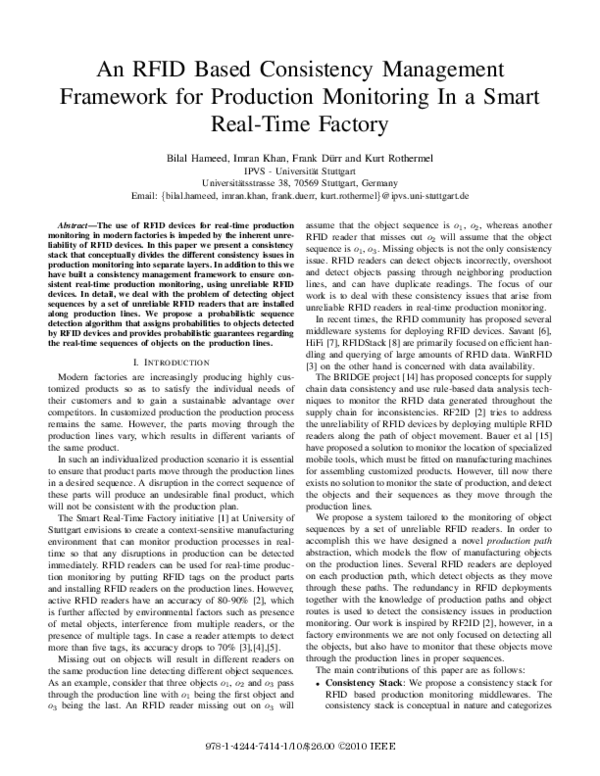 (PDF) An RFID based consistency management framework for production ...