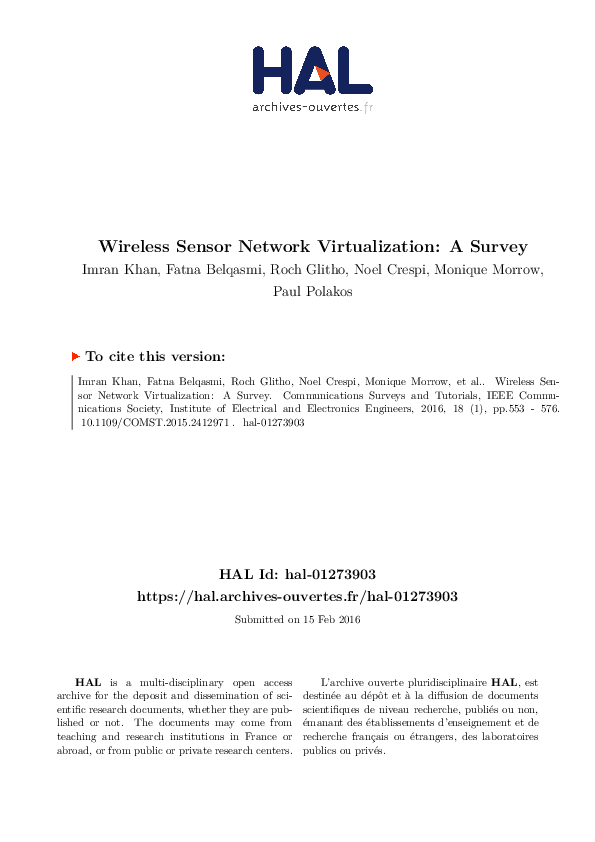 Pdf Wireless Sensor Network Virtualization A Survey
