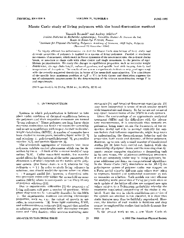(PDF) Monte Carlo study of living polymers with the bond-fluctuation method