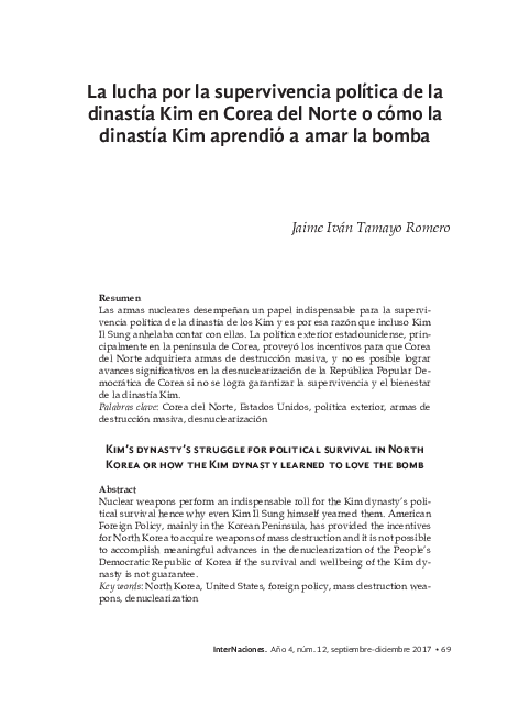 (PDF) La lucha por la supervivencia política de la dinastía Kim en ...