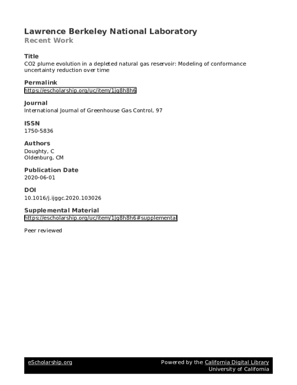 (PDF) CO2 plume evolution in a depleted natural gas reservoir: Modeling ...