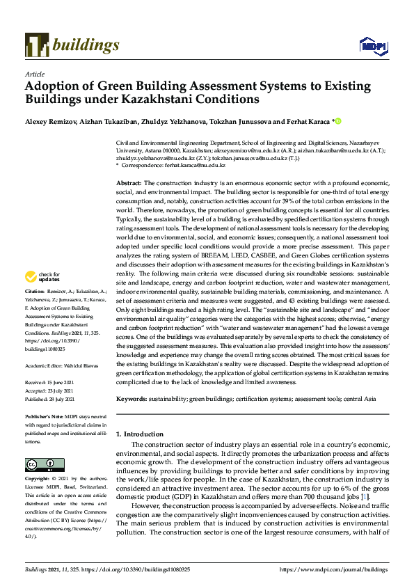(PDF) Adoption of Green Building Assessment Systems to Existing ...