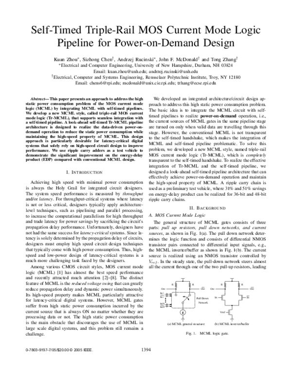 (PDF) Self-timed triple-rail MOS current mode logic pipeline for power-on-demand design