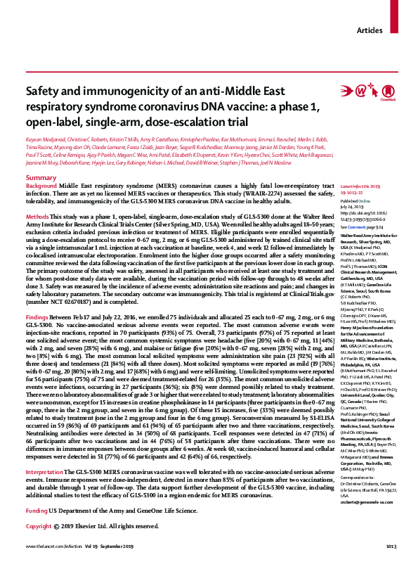 (PDF) Safety and immunogenicity of an anti-Middle East respiratory ...
