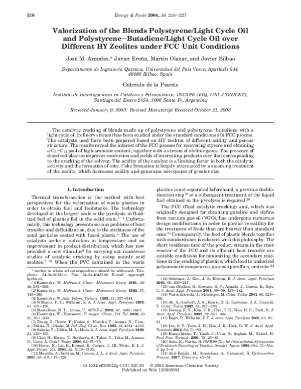 (PDF) Valorization of the Blends Polystyrene/Light Cycle Oil and ...