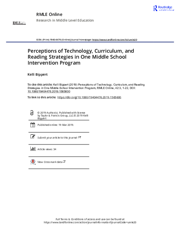 (PDF) Perceptions of Technology, Curriculum, and Reading Strategies in ...