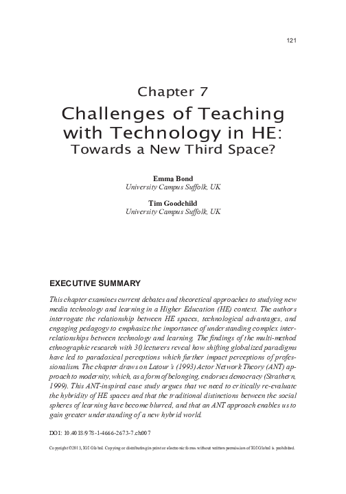 (PDF) Challenges of Teaching with Technology in HE