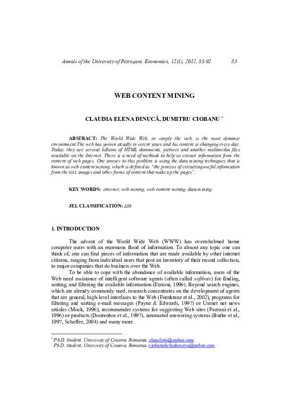 (PDF) Web Content Mining
