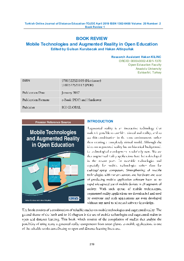 (PDF) Mobile Technologies and Augmented Reality in Open Education