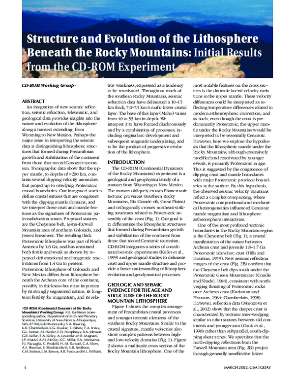 (PDF) Structure and Evolution of the Lithosphere Beneath the Rocky ...