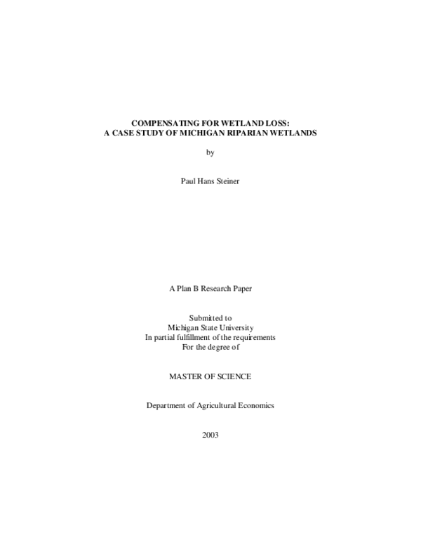 (PDF) Compensating for Wetland Loss: A Case Study of Michigan Riparian ...