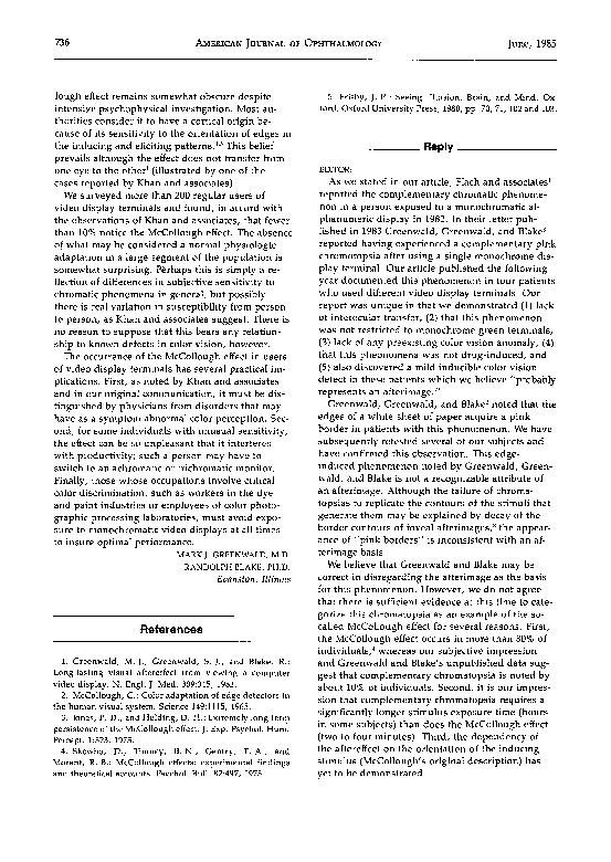 (PDF) Prolonged Complementary Chromatopsia in Users of Video Display ...