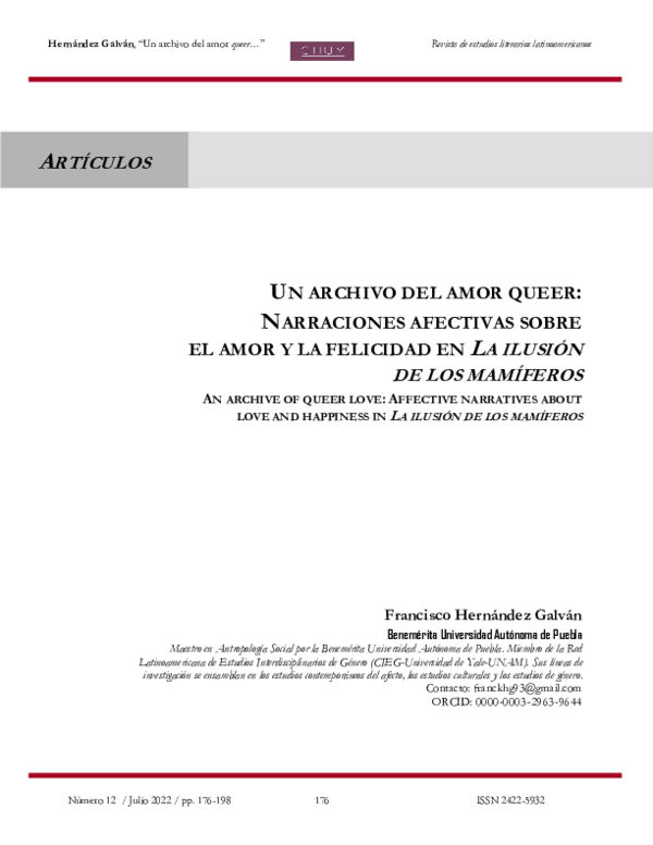 (PDF) Un Archivo del Amor Queer: Narraciones Afectivas sobre el Amor y ...